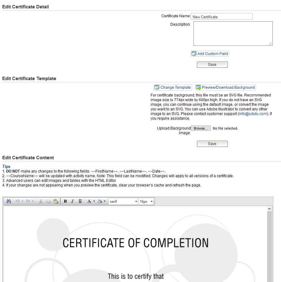 Add a Certificate - Udutu